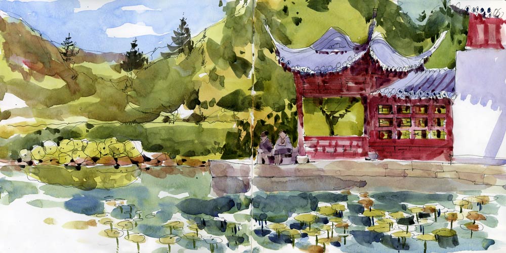 Chinese Garden Drawing